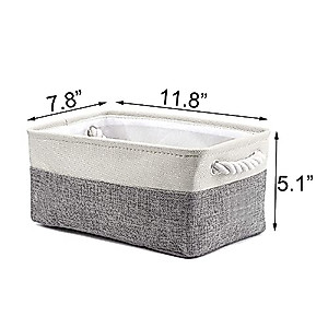 HNZIGE Fabric Storage Baskets for Organizing Small Baskets for Shelves, Laundry, Nursery, Closets, Decorative Baskets for Gifts Empty (White&Gray)