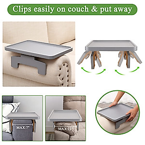 SINWANT Sofa Arm Clip Table,Sofa Arm Tray Table for Couch,Arm Rest Table Suitable for Home Drinks/Eat/Fruit,Sofa Tray Table for Couch Tray,Coffee Table & Side Tables for Small Spaces, Grey