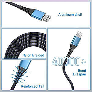 [ Apple MFi Certified 2pack ] iPhone Charger 6ft,Lightning Cable Long 6 Foot Cord, Fast Charging Cables for Apple iPhone 12/11/11Pro/11Max/ X/XS/XR/XS Max/8/7/6/5S/SE/iPad Mini Air (Blue)