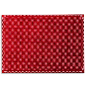 Dress4Tab Set of 6 Non Slip Heat Resistance Red Christmas Placemats with Boho Eembroidery for Dining Table, Machine Washable Cotton Kitchen Table Place Mats Linen