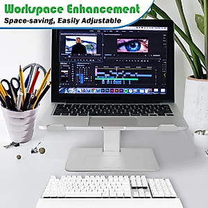 Adjustable Laptop Stand for Desk – Adjustable Height Adjustable Angle Laptop Riser Computer Stand for Desk - Aluminium Metal Laptop Holder - 11” to 17” inch Mac MacBook Pro Air Dell HP - Silver
