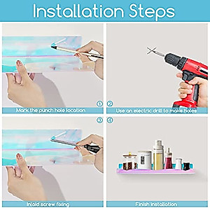 6 Packs Large Iridescent Wall Mounted Floating Shelf, ULENDIS 15.7 Inch Rainbow Clear Acrylic Display Shelves Organizer Nail Polish Rack, Wall Ledge Bookshelf for Bedroom Bathroom or Living Room Decor