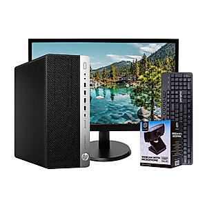 HP 800G3 Desktop Tower Computer, Intel Core i5 Quad Core, 16GB RAM, 500GB Solid State Drive, DVD, Wi-Fi, Windows 10 Pro, Wireless Keyboard, 1080p Webcam, New 23.6 Monitor (Renewed)