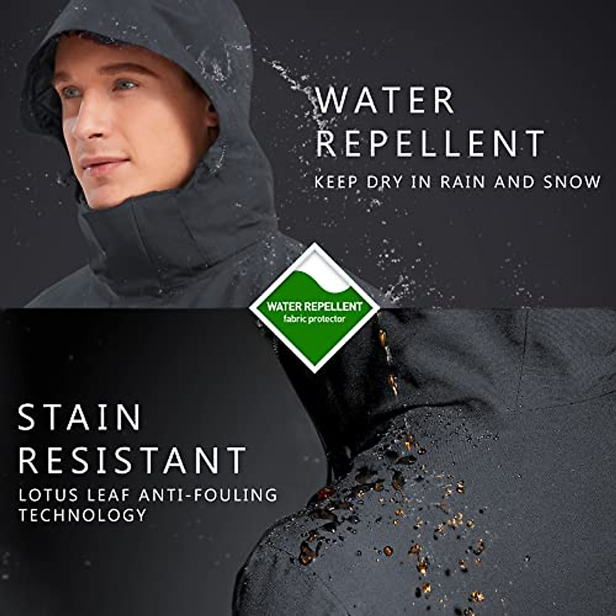 GOLDEN CAMEL Men's Winter Jacket Windproof Ski Snow Jacket Waterproof Thicken Parka Rain Jacket Warm Puffer Coat