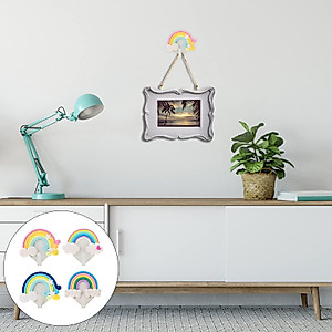 Cabilock 4Pcs Adhesive Rainbow Hook Drill Wall Hangers Hooks Waterproof Sundries Key Organizer Hook for Home Office Bedroom