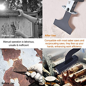 5PCS Reciprocating Saw Spatula Brush Set, Reciprocating Saw Saber Blade, Reciprocating Saw Attachment Includes Reciprocating Saw Shovel and Wire Brush, Electric Brush Shovel for Removing Rust, Dirt