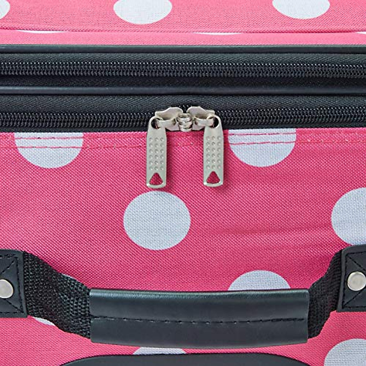 Rockland Polka Softside Upright Luggage Set, Expandable, Lightweight, Pink Dots, 4-Piece (14/19/24/28)