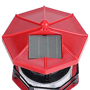 Voluxe Solar Lighthouse with Rotating Beacon, Yard Lights Fast Charging:2 Solar Panels at The Top for Fast Charging. for Tables(Red and White,10.6x3.9x3.9in)