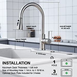 GAGALIFE Brushed Nickel Kitchen Faucet with Pull Down Sprayer - High Arc Stainless Steel Kitchen Sink Faucet, 3-Function Pull Out Kitchen Faucet, Single Hole Single Handle Sink Faucet, Modern Faucets