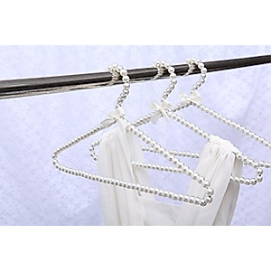 Jili Online Pack of 10Pcs, Pearl White Beaded Hanger Clothes Trouser 20cm Household Organization (White Color)