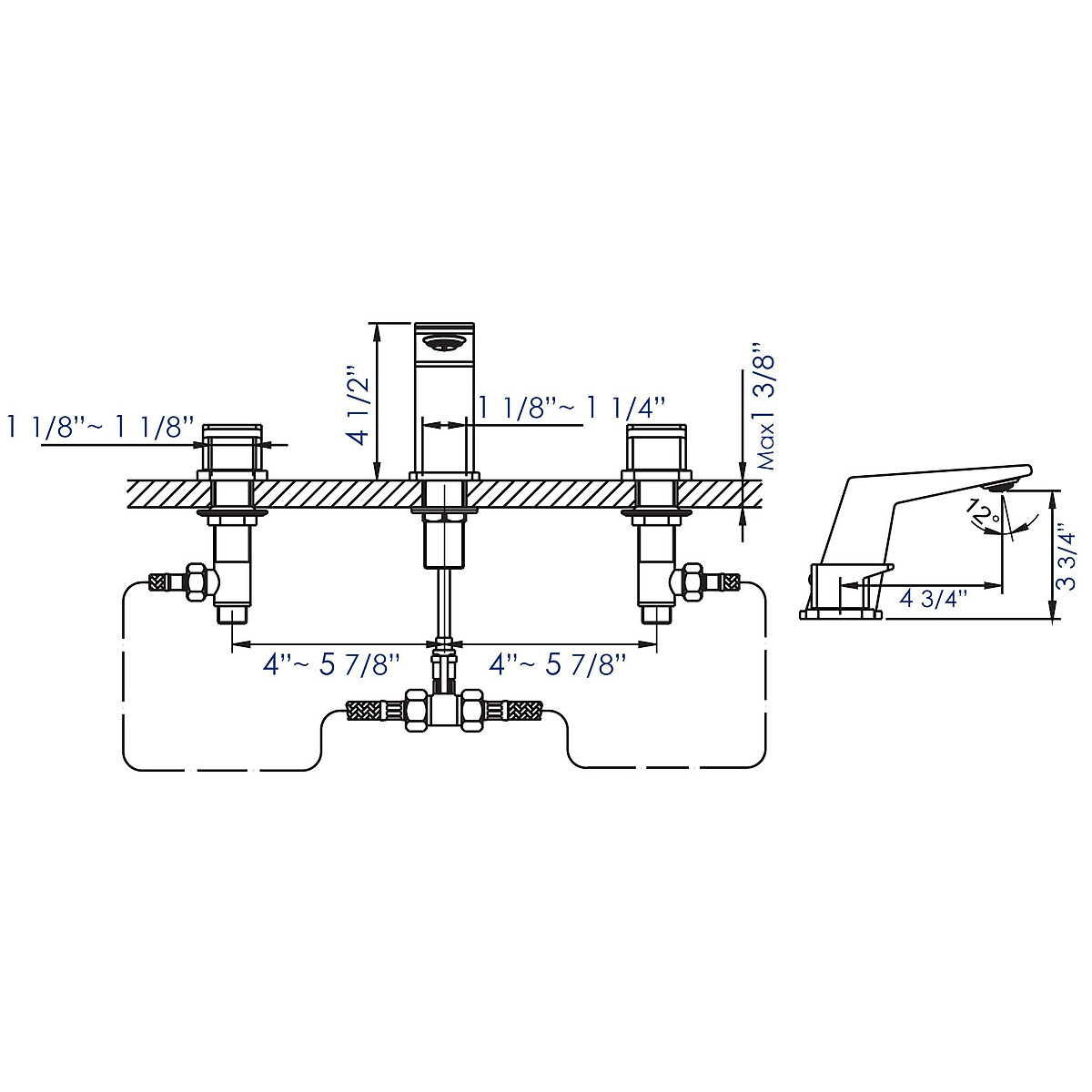ALFI brand AB1471-PC Polished Chrome Modern Widespread Bathroom Faucet, 4.75" L x 8" W x 4.5" H