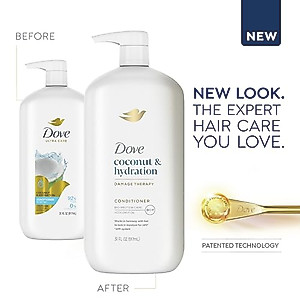 Dove Conditioner Coconut & Hydration Pack of 4 for Dry Hair Conditioner with Coconut Oil, Jojoba Oil & Sweet Almond Oil 31 oz