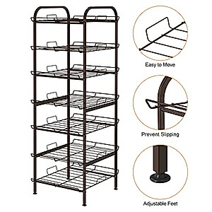 CASAVIDA 7-Tier Water Bottle Organizer, Free Standing Metal Water Bottle Storage Rack Shelf, Adjustable Water Bottle Holder Multifunctional Storage Shelves for Kitchen Pantry Food Storage, Bronze