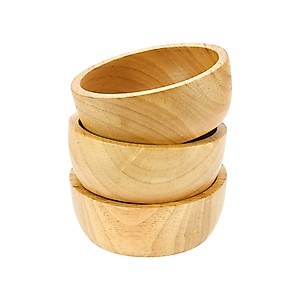 AeraVida Triple Ramekin Condiment Cup Brown Kitchen Décor Natural Rain Tree Wooden Set | Ramekin Condiment Cups | Wooden Serving Bowls for Food | Wooden Fruit Salad Bowls