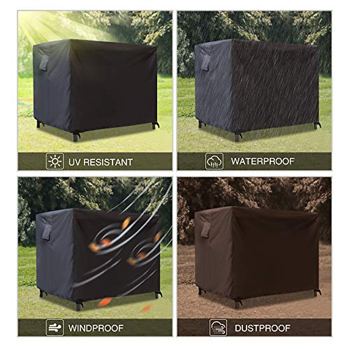 CAMPMOON Outdoor Patio Swing Cover 3 Seater Waterproof&Sunshade, 3 Triple Seater Hammock Swing Glider Canopy Cover for Garden, 87Lx64Wx66H Inch, Black