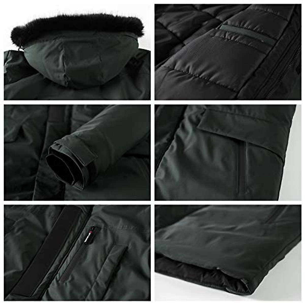 WEEN CHARM Men's Warm Parka Ski Jacket Water Resistant Puffer Jacket Long Winter Coat with Removable Faux Fur Hood