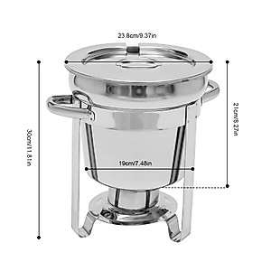 7.4Qt Stainless Steel Soup Warmer Stainless Steel Buffet Set Warmer with Frame+Food Pan+Fuel Holder+Lid,Commercial Soup Chafer for Any Event or Party