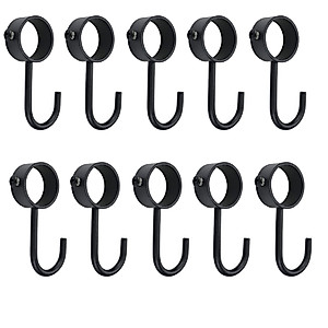 Rannb Pipe Rod Hooks Fit 1" Dia Rod Closet Rod Hooks Black Tube Rod Hooks for Wardrobe - 10pcs