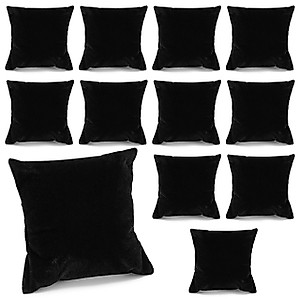 Juvale 12 Pack Velvet Bracelet Cushion Pillows for Watches and Bangles, Jewelry Display for Selling, Black (3 x 3 in)