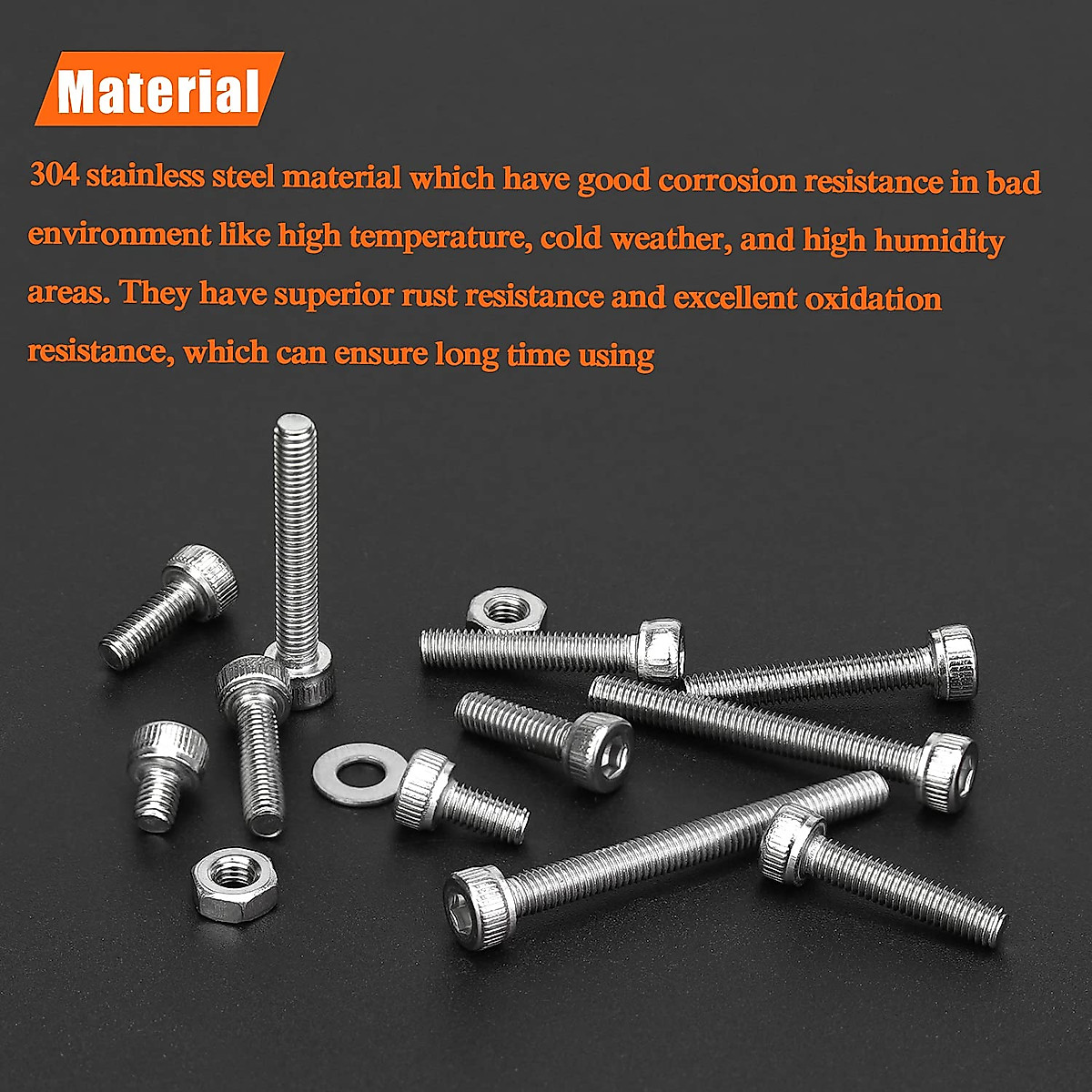 HELIFOUNER 1280 Pieces M3 x 4mm /6mm /8mm /10mm /12mm /14mm /16mm /18mm /20mm /25mm / 30mm, Hex Socket Head Cap Metric Screws Bolts Washers Nuts Kit, 304 Stainless Steel