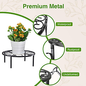 bussdis 10.24IN Short Plant Stand-Heavy Duty Flower Pot Stand, Potted Plant Holder, Anti-rust Metal Plant Pot Shelf for Room Indoor and Outdoor Courtyard, Gardens.