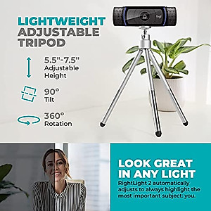 Logitech Webcam C920 HD Pro Bundle with Tripod, Privacy Shutter & Cleaning Cloth - Privacy Cover Computer Webcam Microphone - 1080p Streaming Wide Angle Video Camera - 1080P Desktop Web Camera
