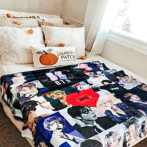 Korea-Pop Music Blanket 60X80 Inch Flannel Blanket, Soft Novelty Fashion Singers Blanket Bed Throws Blanket for Sofa Bed Bedroom Air Conditioning Blanket