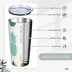 Yaxongx 20oz Tumbler Luscious Pineapples Double Wall Vacuum Insulated Coffee Mug with Lid and Metal Straw Brush Reusable Stainless Steel Water Bottle Travel Cup Gifts for Car Ice Drinks Hot Beverage
