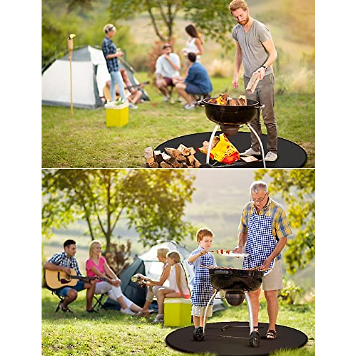 yamagahome Large Under Grill Mat & Fire Pit Mat 39", Round Grill Mats for Outdoor Grill Deck Protector, Fireproof Mat for Under Fire Pit, Double-Sided Fireproof BBQ Grill Mat, Oil-Proof & Waterproof