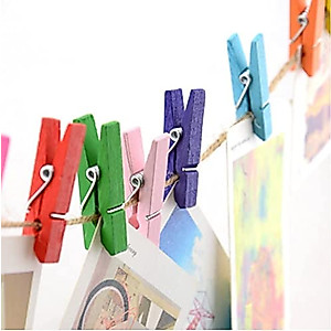 Colorful Wood Clothespins Color Wooden Clothes Pins Photo Paper Peg Pin Craft Clips 2.9",24pcs (Green) (Hot Pink)