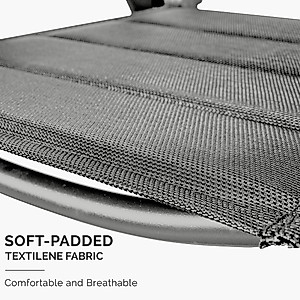 PURPLE LEAF 9 Pieces Outdoor Patio Dining Set with 8 Folding Portable Chairs and 1 Rectangle Aluminum Table, Foldable Adjustable High Back Reclining Chairs with Soft Cotton-Padded Seat, Grey