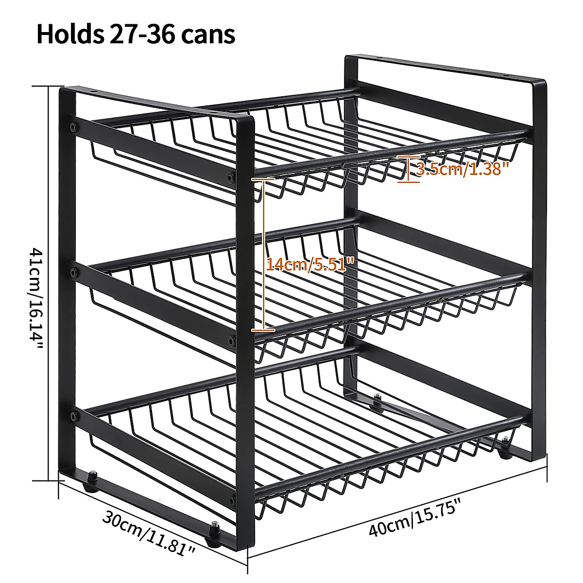 YMYNY 3-Tier Can Rack Organizer, Multifunctional Can Storage Dispenser, Holds Up to 36 Cans, Stacking Rack Holder for Kitchen Cabinets, Countertops, Pantry, Small Spaces, Black, HSR001H