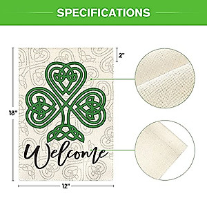 AVOIN colorlife St Patricks Day Cross Garden Flag 12x18 Inch Double Sided, Welcome Green Shamrock Clover Yard Outdoor Flag