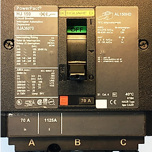 SQUARE D HJA36070 Molded Case Circuit Breaker 600V 70A