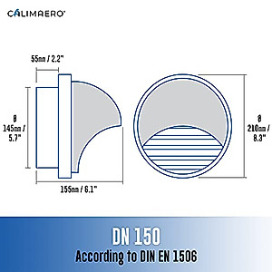calimaero KWG 6 inch Air Vent Covers Dryer Vent Cover Outdoor for Walls Air Vent Deflector Extractor Fan Vent Cover Robust and Weatherproof Stainless Steel Dryer Vent Cover Outdoor