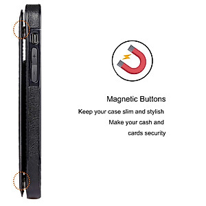 JOYAKI Wallet Case Compatible with iPhone 13,Slim Protective case with Card Holder,PU Leather Kickstand Card Slots Case with a Free Screen Protective Glass for iPhone 13(6.1")-Black