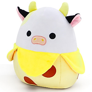 LXSLFY 11inch Banana Animal Plush, Stuffed Animals Kawaii Pillow, Gifts for Kids Girls Boys (Cow, 11IN)