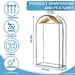Hiitytin 40" Clear Garment Bags for Hanging Clothes, 4 Pcs Garment Covers with 10" Gusseted & Side Zipper - Hanging Clothes Storage Bag for Closet, Suit, Coat, Shirt, Dress Bags