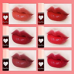 6 Colors Lip Tint Stain Set, Charm Kiss Korean Lip Gloss Plumping Mini Liquid Lipstick, Multi-use Lip and Cheek Tint, Long lasting Non-Stick Cup Waterproof, High Pigment, Vivid Color, Lip Tint Makeup