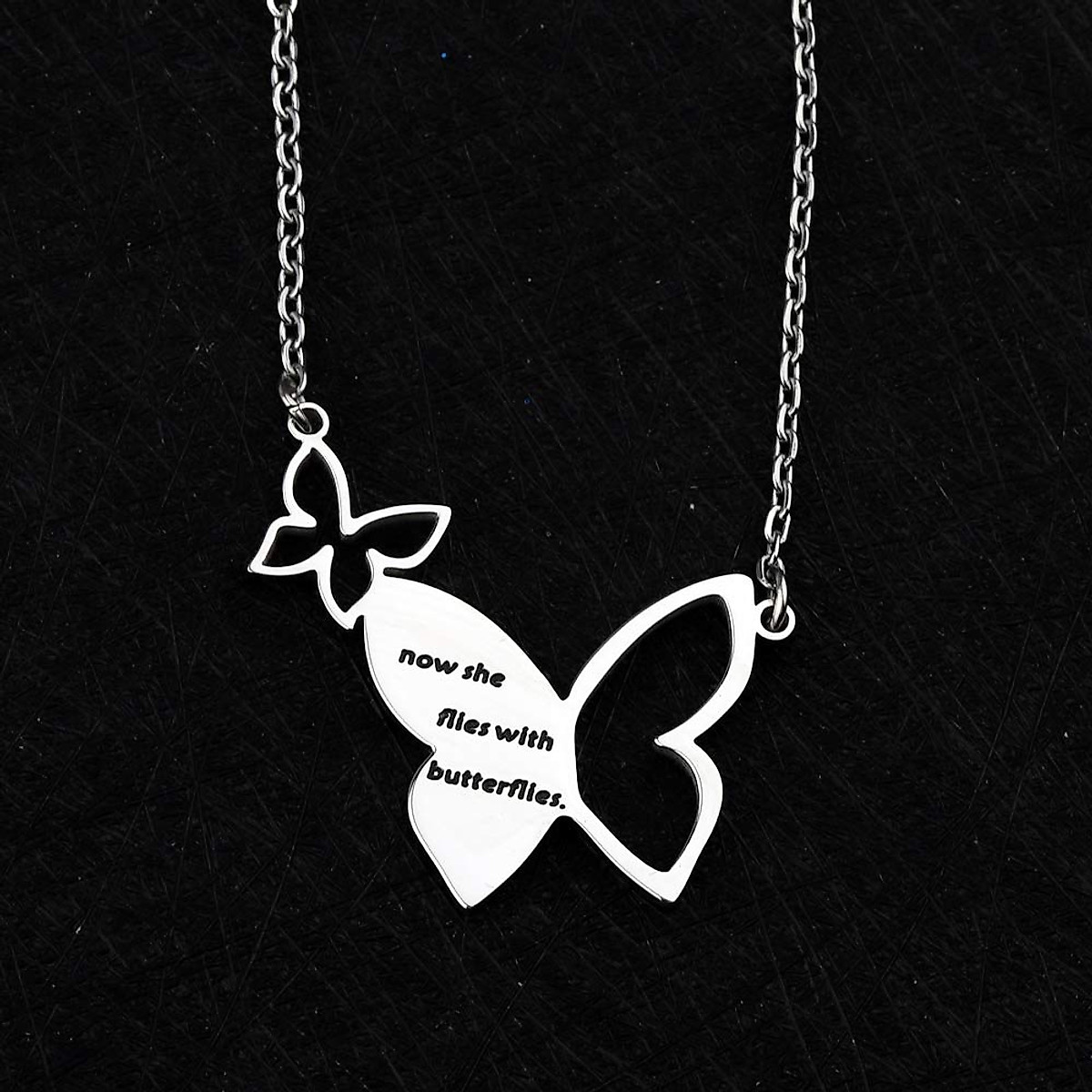 KUIYAI Now She Flies with Butterflies Necklace Rememberance Necklace (butterflies necklace)