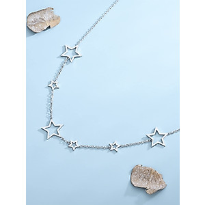 Verdusa Women's Star Chain Necklaces Silver One Size