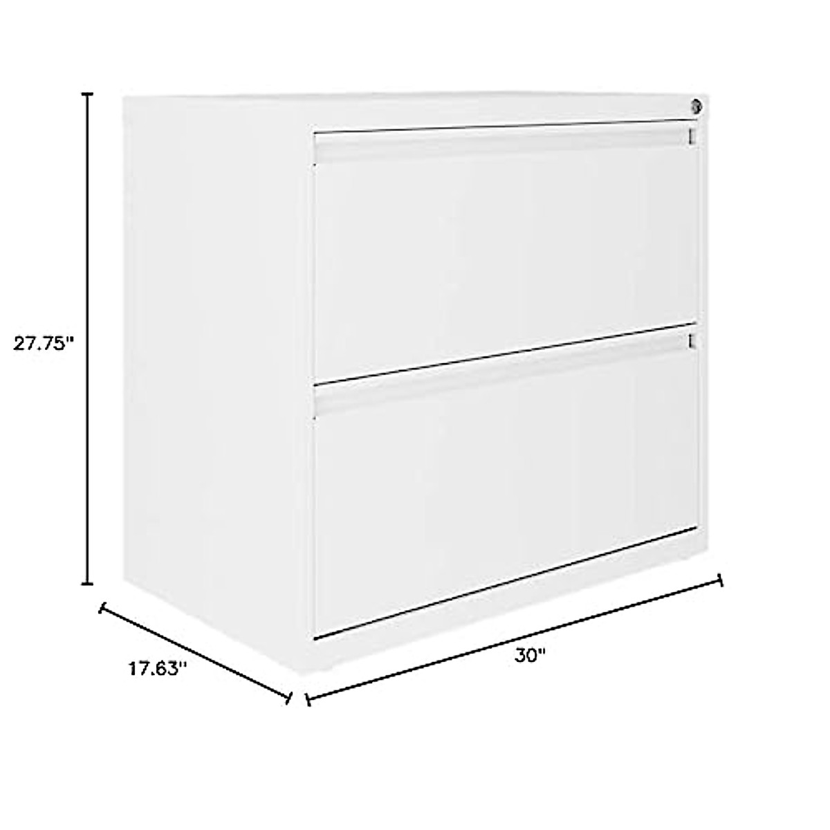 Hirsh 30" W 2 Drawer Metal Lateral File Cabinet Set White. Front to Back Rails, Fully Assembled