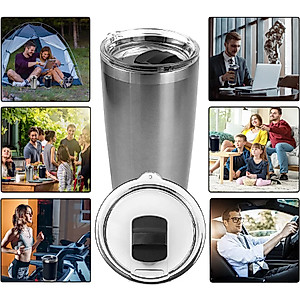 20oz Magnetic Tumbler Lid, BAKDIK 2 Pack Tumbler Replacement Lids for YETI Rambler, Ozark Trail, Old Style Rti, Replacement Magnetic Slider, Magnetic Spill Proof Tumbler Cover