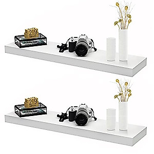 RANK 9.25" Deep White Floating Shelves 2 Pack, Wall Shelf Display Floating Shelf, 36" L