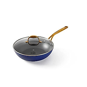 frök All-In-One Platinum Non-Stick Fry Pan Meets Wok with Lid, 11-Inch, Blue & Gold