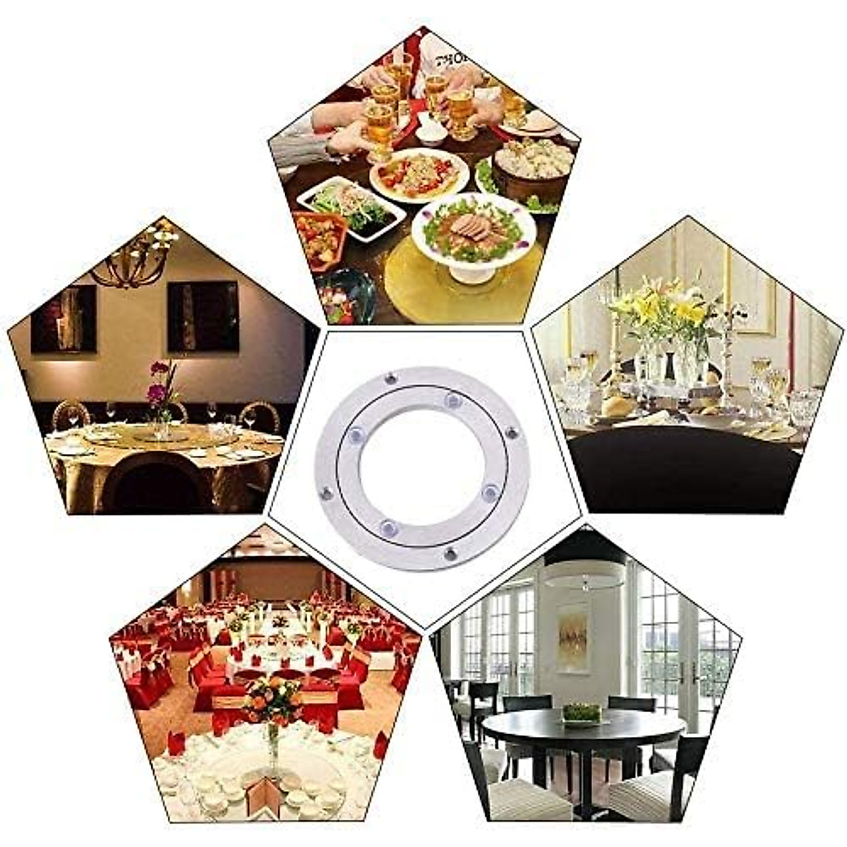 Turntable Round Dining Table Aluminium Alloy Rotating Bearing Swivel Plate for Table Sculpture(14cmH8.5MM)