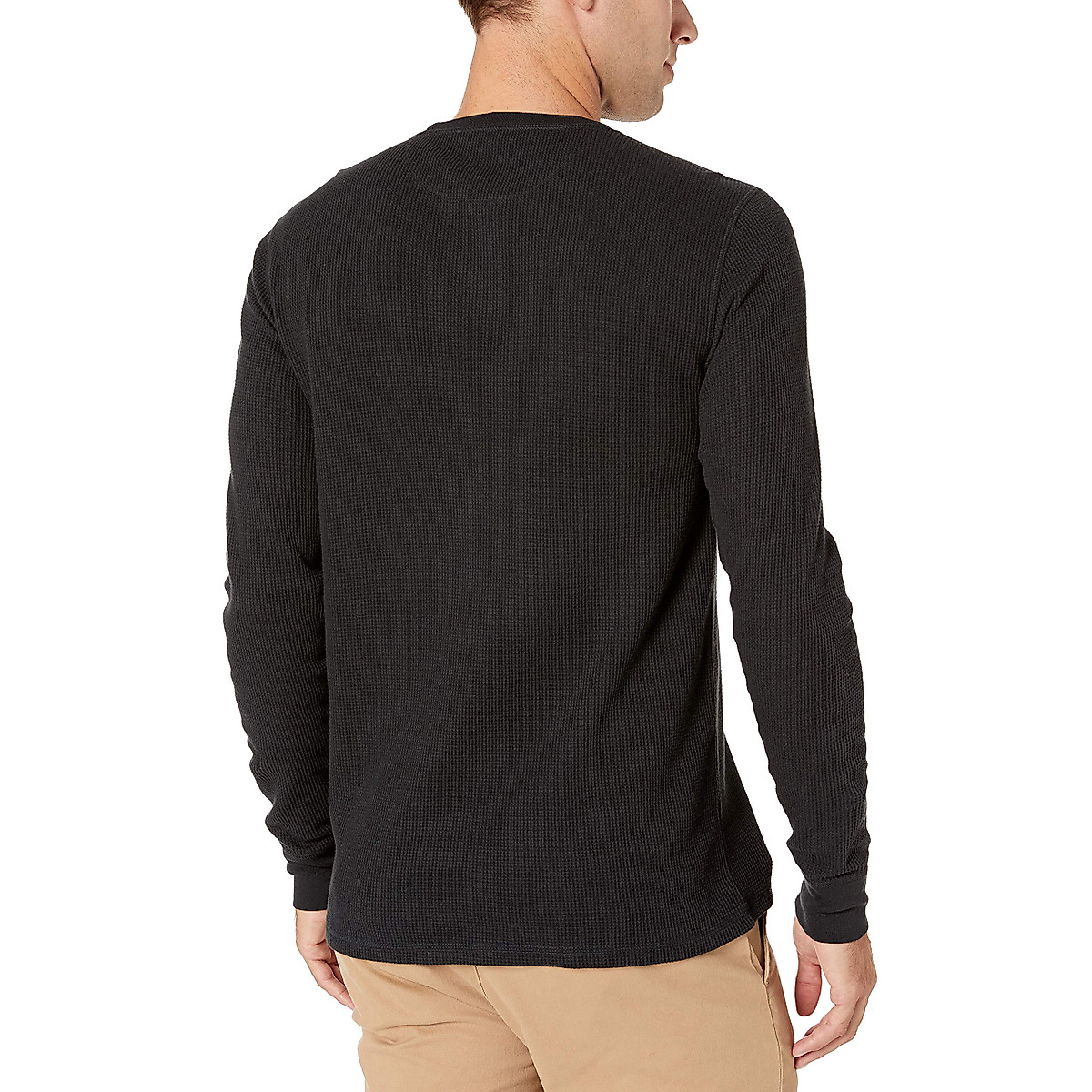 Amazon Essentials Men's Long Sleeve Slim-Fit Waffle Shirt - Black, X-Large