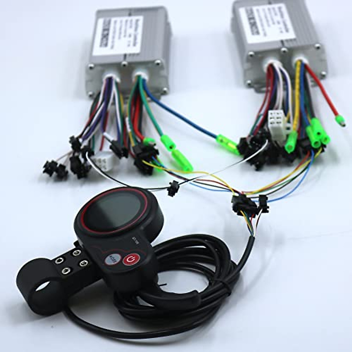 Bike Fender Dual Drive 36V/48V 350W BLDC Electric Scooter Controller E-Bike 2 pcs brushless Speed Driver and 1Pcs LCD Display one Set Mud Guards (Size : 36V Set)