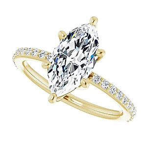 925 Silver, 10K/14K/18K Solid Gold Moissanite Engagement Ring,3.0 CT Marquise Cut Handmade Solitaire Ring, Diamond Wedding Ring for Women/Her Anniversary Ring, Birthday Ring,VVS1 Colorless Gift