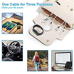 5 in 1 Smart Watch Charger Cable 6FT Magnetic iWatch Charger Multi Charging Cable with Lightning*2+Type C Nylon Braided iPhone Charger for Apple Watch Series 7/6/5/4/3/2/1/SE/iPhone/iPad/Samsung/Andr